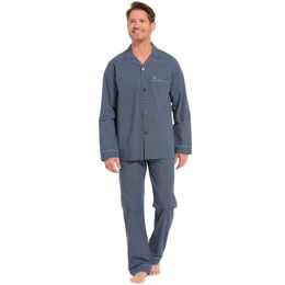 Robson Schlafanzug Herren Pyjama geknöpft (2 tlg) Baumwolle