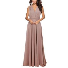 FIDDY Abendkleid Damenkleider –Lange Abendkleider–Rückenfreie Kleider mit V-Ausschnitt