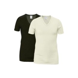 Hermko Unterhemd 40488 Herren kurzarm Shirt mit V-Ausschnitt aus Wolle / Tencel