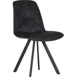 Stuhl GUTMANN FACTORY Stühle Gr. 2 St., Veloursstoff uni, Metall, grau (anthrazit, schwarz) Gutmann