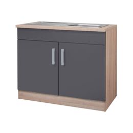 Spülenschrank KOCHSTATION "KS-Toronto, Breite 100 cm" Schränke Gr. B/H/T: 100 cm x 85 cm x 60 cm, 2 St., grau (anthrazit, eiche) Spülenschränke