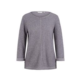 Tom Tailor Damen Sweatshirt mit 3/4-Arm, grau, Melange Optik, Gr. XS