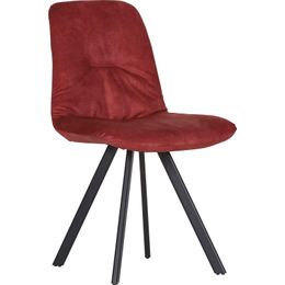 Stuhl GUTMANN FACTORY Stühle Gr. 2 St., Veloursstoff uni, Metall, rot (rostrot, schwarz) Gutmann
