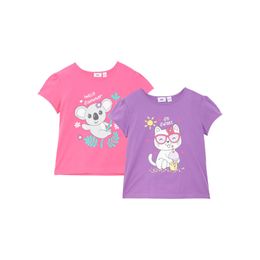 bonprix Mädchen T-Shirt (2er Pack) aus Bio-Baumwolle