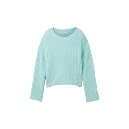 Tom Tailor Denim Damen Strickpullover mit Struktur, grün, Uni, Gr. XS