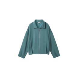 Tom Tailor Damen Bomber Sweatjacke, grün, Uni, Gr. L