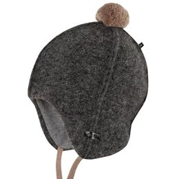 PURE PURE BY BAUER - Fleece-Mütze MINI ZIPFEL mit Wolle in grau melange, Gr.49
