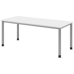 Hammerbacher HS19 höhenverstellbarer Schreibtisch weiß rechteckig, 4-Fuß-Gestell silber 180,0 x 80,0 cm