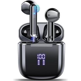 OYIB Bluetooth 5.3 4 Mikrofon IP7 Wasserdicht Ohrhörer LED-Anzeige wireless In-Ear-Kopfhörer (Perfekter Sitz
