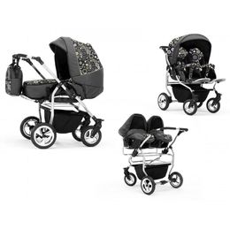 Elcar Zwillings-Kombikinderwagen Duo 4 in 1 inkl. Sportsitze und Autositze in 20 Farben