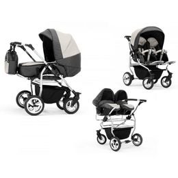 Elcar Zwillings-Kombikinderwagen Duo 4 in 1 inkl. Sportsitze und Autositze in 20 Farben