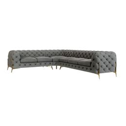 S-Style Möbel Ecksofa Chesterfield Ashley mit Goldene Metall Füßen