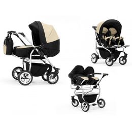 Elcar Zwillings-Kombikinderwagen Duo 4 in 1 inkl. Sportsitze und Autositze in 20 Farben