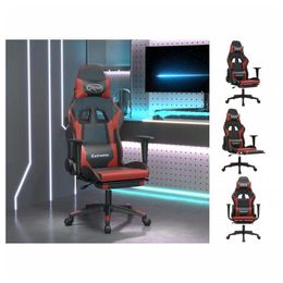 vidaXL Bürostuhl Gaming-Stuhl mit Massage Fußstütze Schwarz Weinrot Kunstleder Bürostu