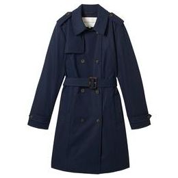 Tom Tailor Damen Basic Trenchcoat, blau, Uni, Gr. XL