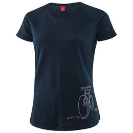 Löffler Löffler - Women's Printshirt Bicycle Merino-Tencel - Merinoshirt Gr 36 blau