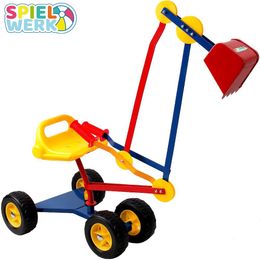 Deuba® Sandkasten Bagger mit Räder 120 x 80 x 35cm gelb/blau/rot