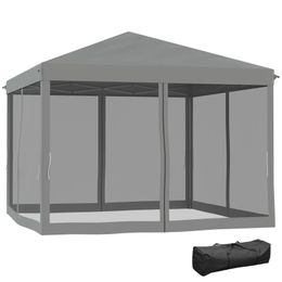 Outsunny Faltpavillon mit 4 abnehmbaren Seitenwände grau (Farbe: grau)