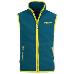 Trollkids - Fleece-Weste KIDS ARENDAL VEST in petrol/lime, Gr.92