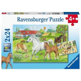 RAVENSBURGER VERLAG Ravensburger Kinderpuzzle - 07833 Auf dem Pferdehof - Puzzle für Kinder ab 4 Jahren, mit 2x24 Teilen