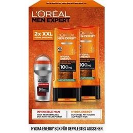 L'Oréal L’Oréal Paris Men Expert Collection Hydra Energy Hydra Energy Box Aufwach-Kick Duschgel 2 x 400 ml + 96H Deodorant Roll-On Invincible Man 50 ml