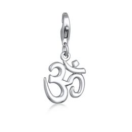 NENALINA Charm-Einhänger Om Symbol Anhänger Yoga 925 Silber, silberfarben