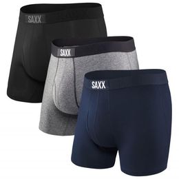 SAXX - Ultra Super Soft Boxer Brief Fly 3-Pack - Kunstfaserunterwäsche Gr L blau