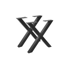 SAM® Tischgestell 2er Set Roheisen lackiert 70x10x74 cm schwarz X-Gestell