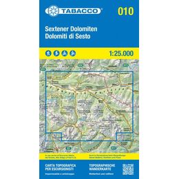 Tabacco Karte N.010 Sextener Dolomiten - 1:25.000