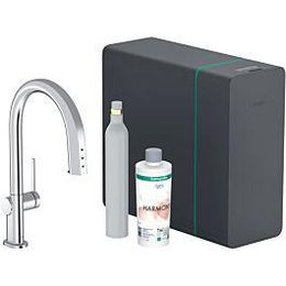 Hansgrohe Aqittura Spültisch-Einhebelmischer 76839000 SodaSystem 210, Ausziehauslauf, Starter Set, chrom