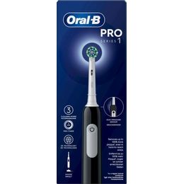 Braun Oral-B Pro 1 Cross Action , Elektrische Zahnbürste schwarz Stufen: 3 Stufen Timer: 2-Minuten-Timer (4-mal 30 Sekunden) Ausstattung: Andruckkontrolle