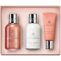 Molton Brown Collection Heavenly Gingerlily Körper- & Handpflege Geschenkset in Reisegröße Bade- und Duschgel 100 ml +Körperlotion 100 ml + Handcreme 40 ml