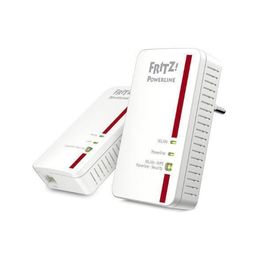 AVM FRITZ Powerline 1240E WLAN Set Powerline Adapterkit GigE, HomePlug AV WiFi 2,4 GHz an Wandsteckdose anschließbar