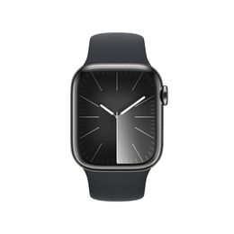 Apple Watch Series 9 (GPS + Cellular) 45mm Edelstahlgehäuse graphite, Sportband mitternacht S/M