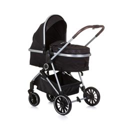 Chipolino Kinderwagen Aura 2 in 1 umbaubar Wickeltasche Sitz umkehrbar bis 22 kg schwarz