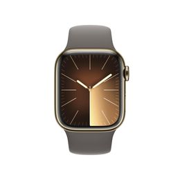 Apple Watch Series 9 (GPS + Cellular) 41mm Edelstahlgehäuse gold, Sportband grau S/M