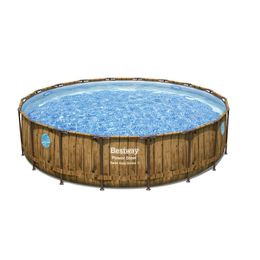 Bestway® Power Steel™ Swim Vista Series™ Frame Pool Komplett-Set mit Filterpumpe Ø 549 x 122 cm, Holz-Optik (Pinie), rund