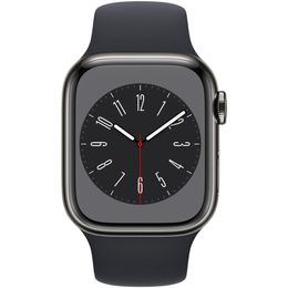 Apple Watch Series 8 (GPS + Cellular) 41mm Edelstahlgehäuse graphit, Sportband mitternacht