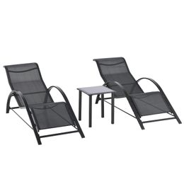 Outsunny 2er Set Gartenliegen mit Tisch