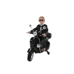 Actionbikes Motors Kinder-Elektroroller Vespa, lizenziert, EVA-Reifen, LED-Scheinwerfer, Koffer, Soundmodul, Stützräder (Schwarz)