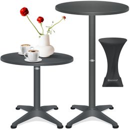 Kesser® 2in1 Stehtisch Bistrotisch Aluminium Edelstahlplatte höhenverstellbar 70cm / 115cm Partytisch Tisch In- & Outdoor Hochzeit Empfangstisch 4 Standfüße und Regencover