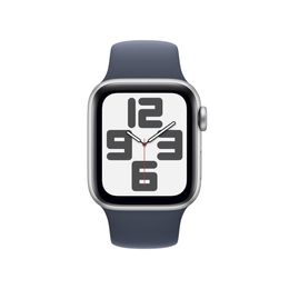 Apple Watch SE (GPS + Cellular) 40mm Aluminiumgehäuse silber, Sportband sturmblau (Größe S/M)