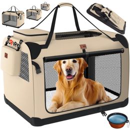 LOVPET® Hundebox Hundetransportbox faltbar Inkl.Hundenapf Transporttasche Hundetasche Transportbox für Haustiere, Hunde und Katzen Haustiertransportbox