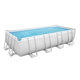 Bestway® Power Steel™ Frame Pool Komplett-Set mit Sandfilteranlage 488 x 244 x 122 cm, lichtgrau, eckig