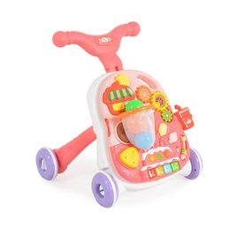 Moni Lauflernwagen 2 in 1 Korb, Musikfunktion, Spieltisch, Bälle, Spielcenter rosa