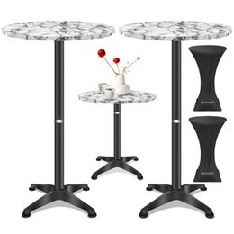 Kesser® 2in1 Stehtisch Bistrotisch Aluminium Edelstahlplatte höhenverstellbar 70cm / 115cm Partytisch Tisch In- & Outdoor Hochzeit Empfangstisch 4 Standfüße und Regencover