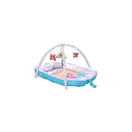 Lorelli Spielbogen Krabbeldecke Nest 2 in 1 Babynest hängende Stofftiere Spiegel blau