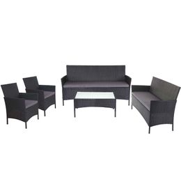 MCW 3-2-1-1 Poly-Rattan Garten-Garnitur Hamar, Lounge-Set Sitzgruppe Sofa ~ anthrazit, Kissen anthrazit