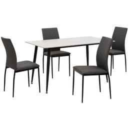 Home Affaire Essgruppe ALIZIA, (Set, 5-tlg), Tisch gesinterter Stein 140 cm, Flachgewebe, Belastbarkeit 120 KG, weiß