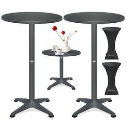 Kesser® 2in1 Stehtisch Bistrotisch Aluminium Edelstahlplatte höhenverstellbar 70cm / 115cm Partytisch Tisch In- & Outdoor Hochzeit Empfangstisch 4 Standfüße und Regencover